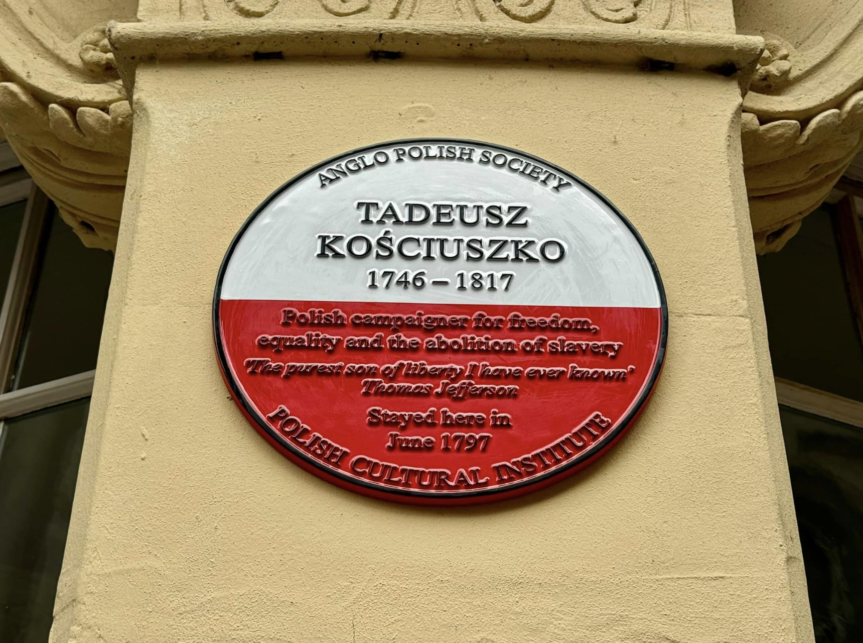 The plaque commemorating Tadeusz Kościuszko has been unveiled in ...