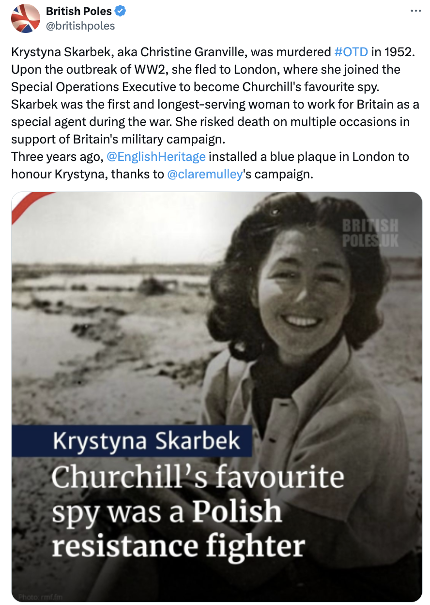 Krystyna Skarbek, a WW2 spy, honoured in National Portrait Gallery ...