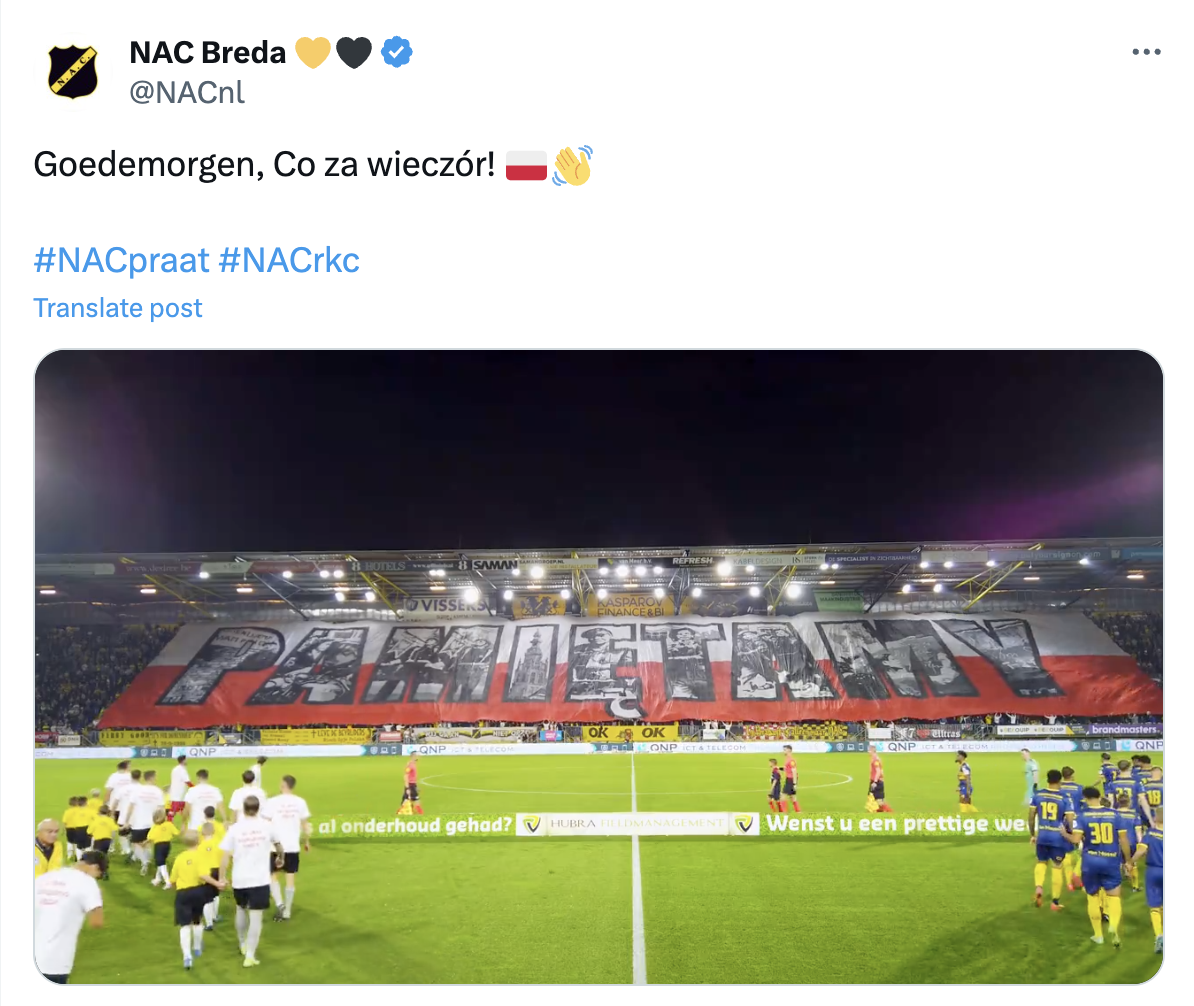 NAC Breda fans commemorate Polish liberators with beautiful tifo ...