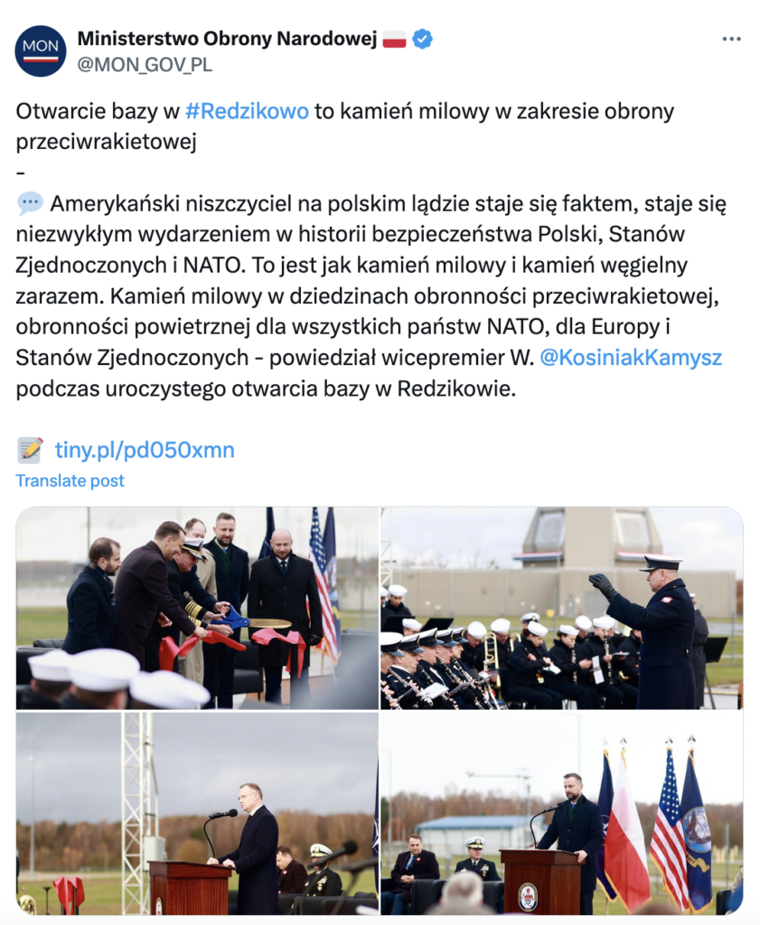 The US anti-missile base in Redzikowo opens in Poland - British Poles