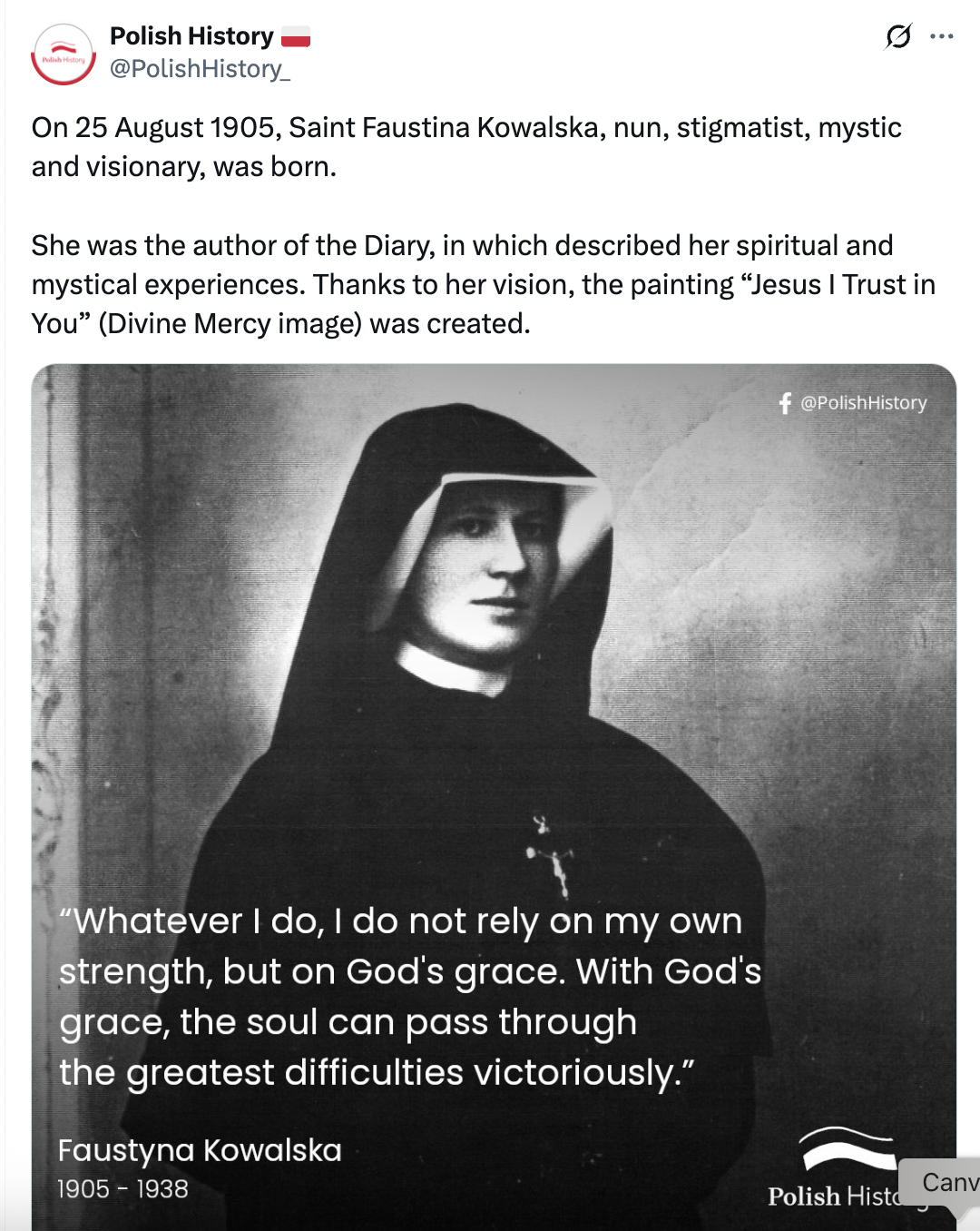 Saint Faustina Kowalska – The Polish Saint and promoter of Divine Mercy ...