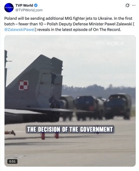 Poland continues military support to Ukraine with fresh MiG-29s ...