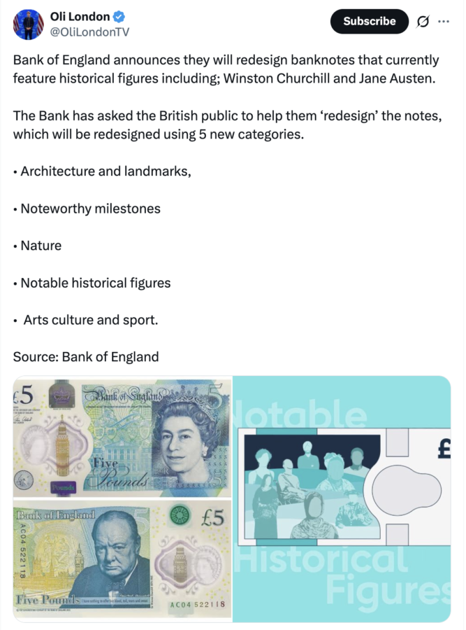 Churchill to be replaced from British banknotes by wildlife depictions ...